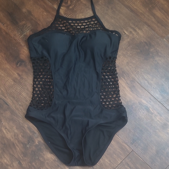 Swim | Black Mesh Halter Swimsuit | Poshmark